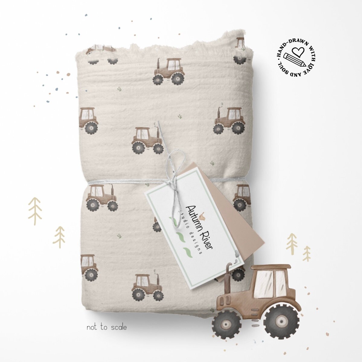 Brown Tractor Seamless Fabric Pattern, Vehicle, Transportation, Farm ...