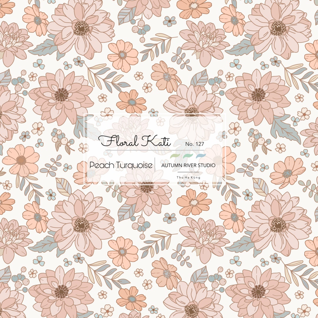 No. 127 Floral Kati, Retro Floral, Seamless Fabric Pattern, Textile ...