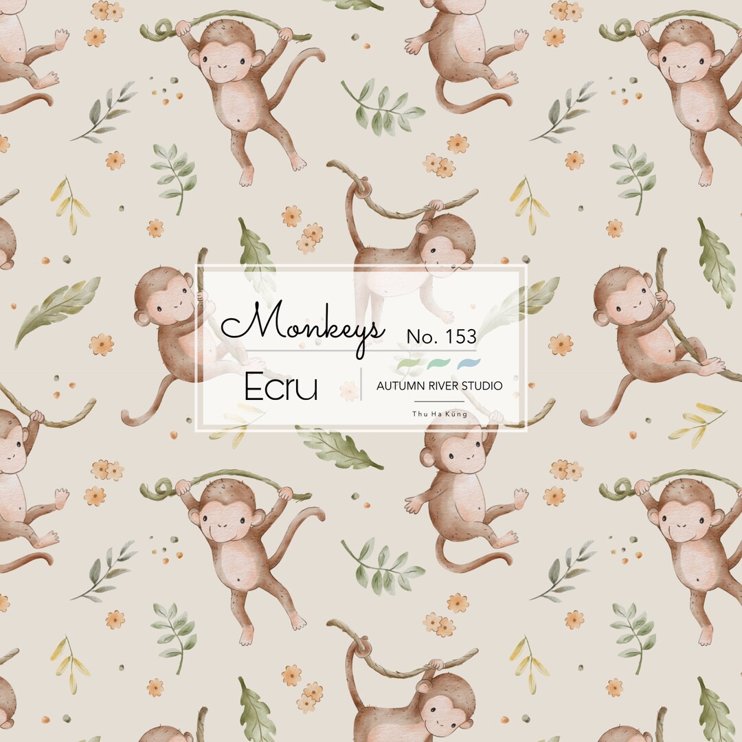 Monkeys Seamless Pattern for Fabrics, Jungle Safari Animal, Textile ...