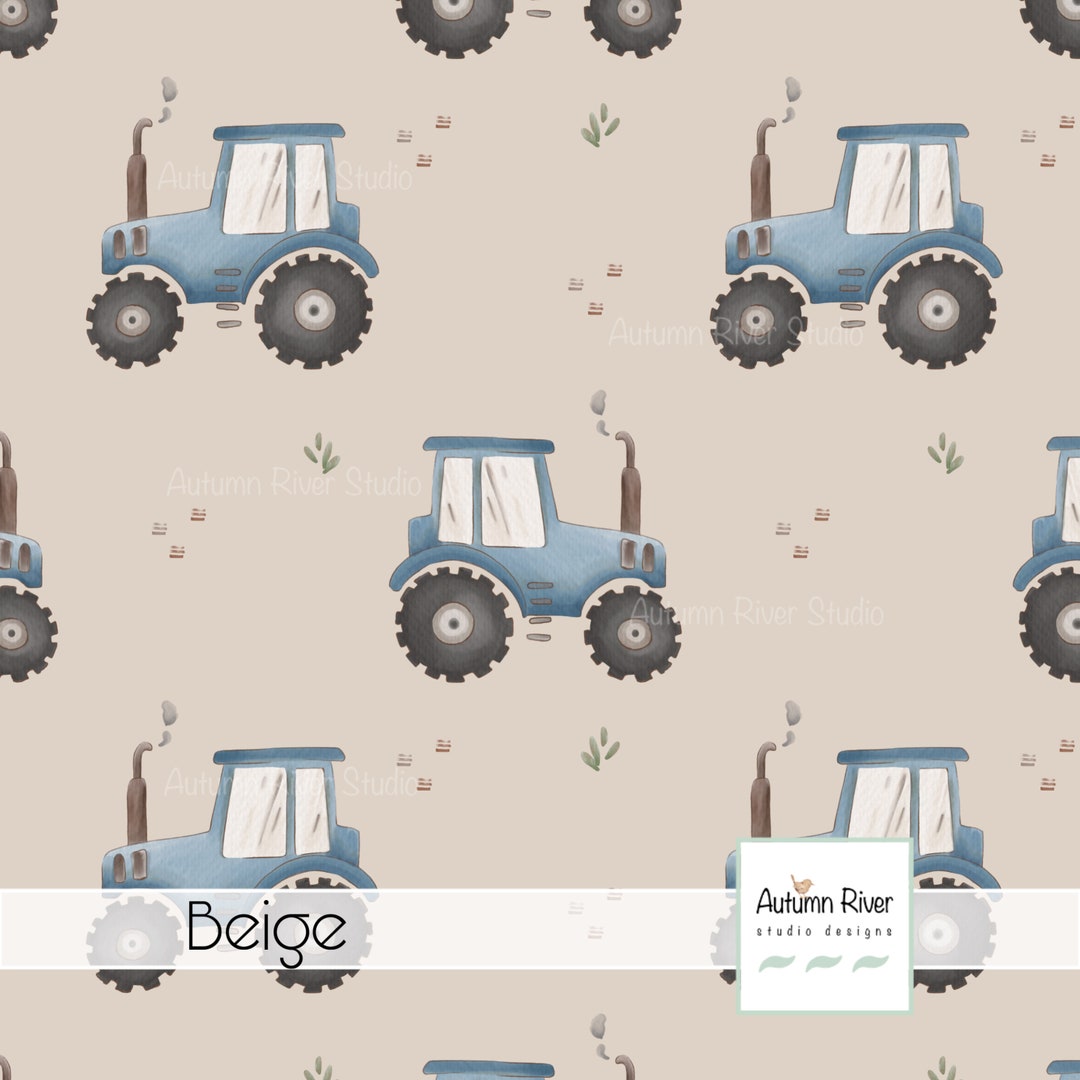 Blue Tractor Seamless Fabric Pattern, Vehicle, Transportation, Fabric ...