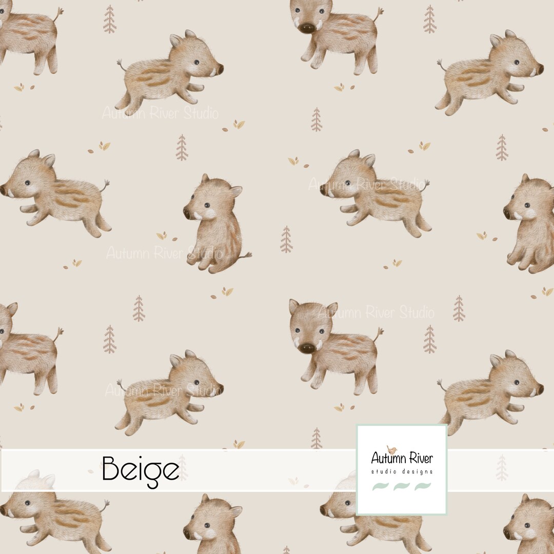 Wild Boars Seamless Fabric Pattern, Textile Design Print, Children Kids ...