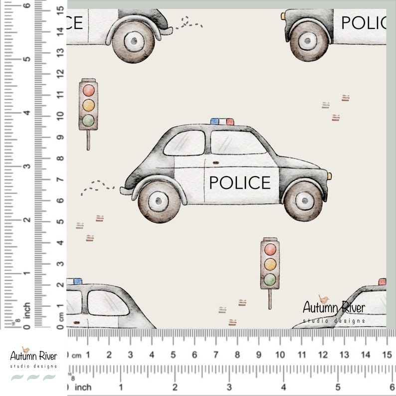 Police Car Seamless Fabric Pattern, Fabric Design, Textile Print ...