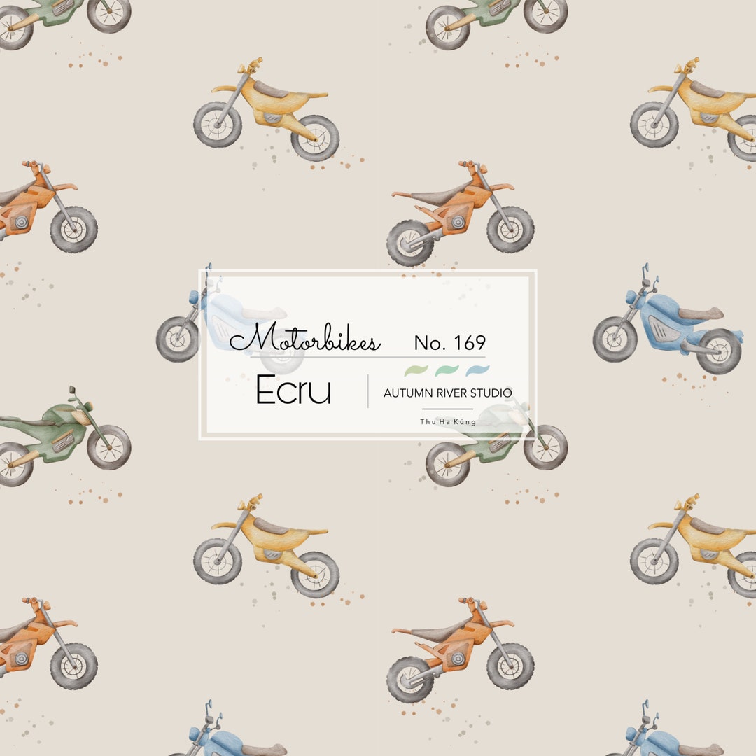 Motorcycles Fabric Pattern, Motorbikes Seamless Fabric Print, Earth ...
