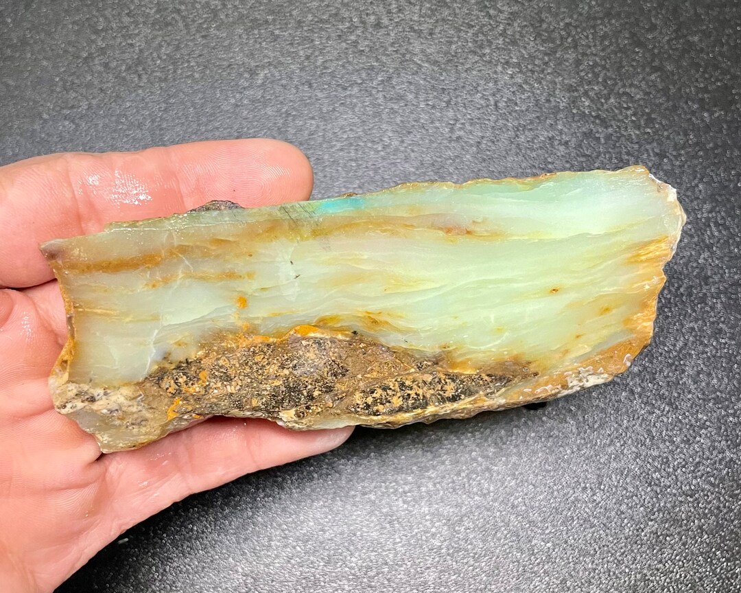 36g Natural Green Peruvian Opal Slab, Lapidary Rough, Cabochon Material ...