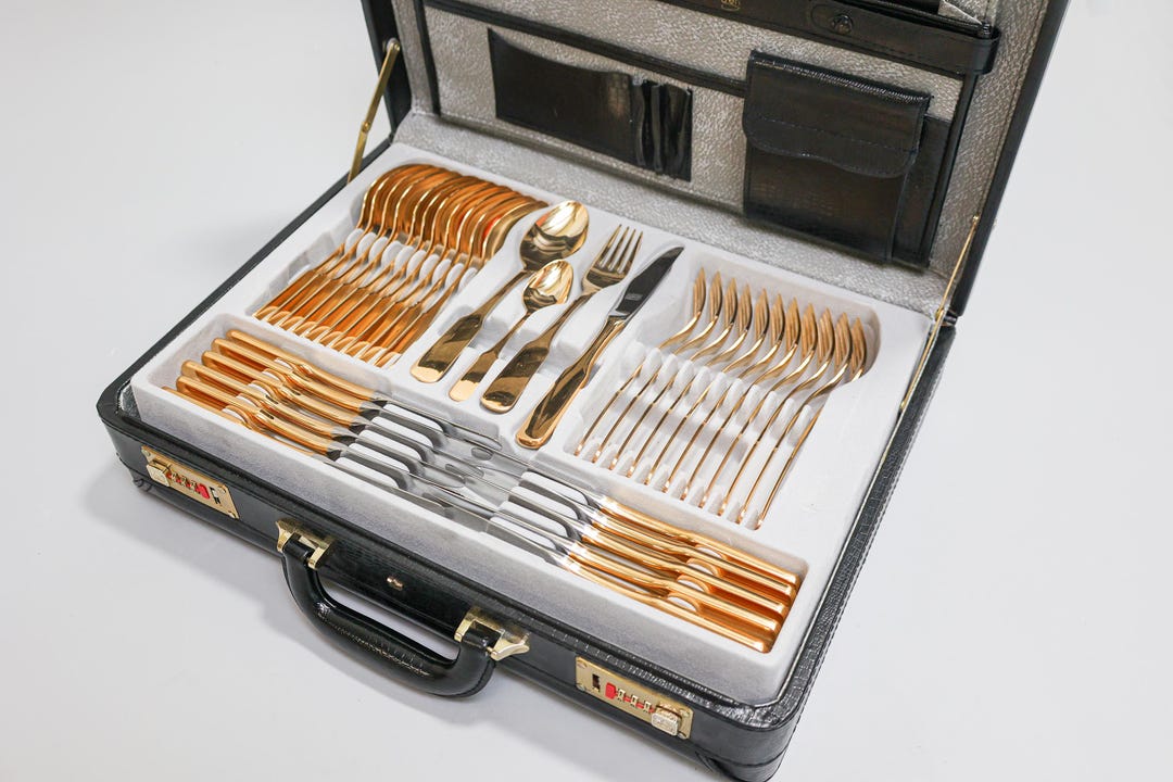 Vintage Solingen 23 KT Gold Cutlery Set - Perfect for 12 People - 70 ...