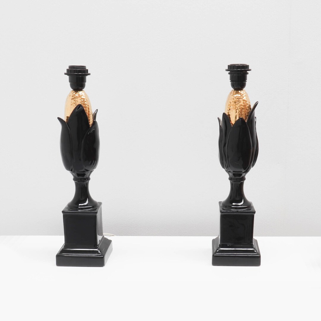 A Set of Two Mid Century Corn Table Lamps Made of Ceramic - Etsy