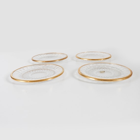 A Set of 4 Val Saint Lambert Plates With Gold Plated Details. - Etsy