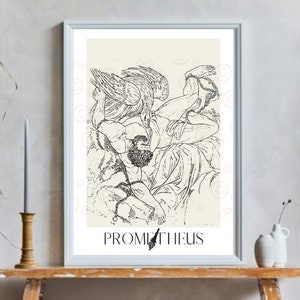 Prometheus Art, God of Fire, Greek Mythology Decor, Greek Gods Print ...