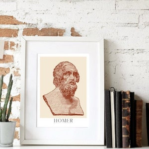 Homer Poster, the Odyssey Art, Classic Literature Wall Art, Iliad Print ...