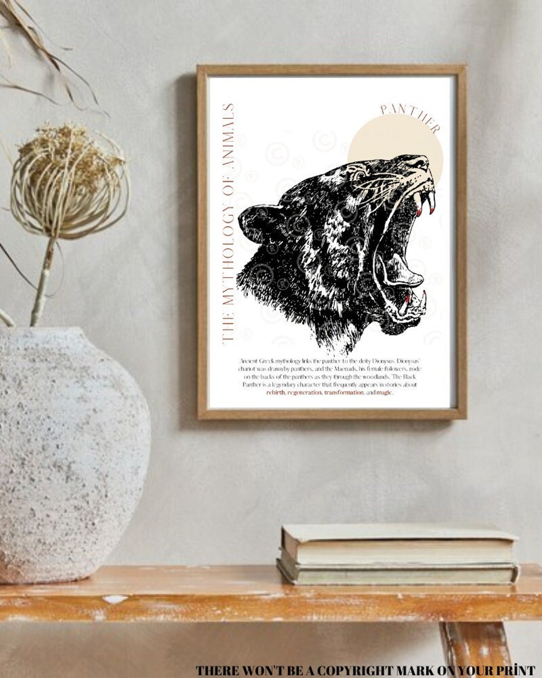 Panther Print, Big Cat Art, Wild Animal Drawing, Feline Poster, Animal ...