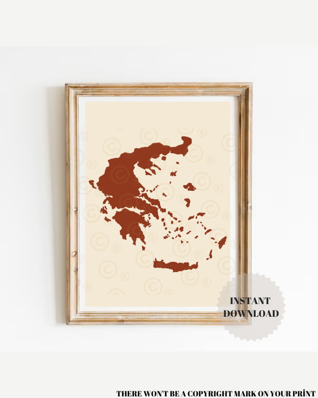 Greece Map Art Print, Greece Decor, Greece Gifts, Printable Map Wall ...