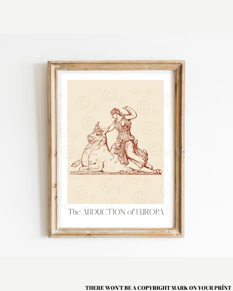 Europa and Zeus Print, Greek Mythology Wall Art - Etsy