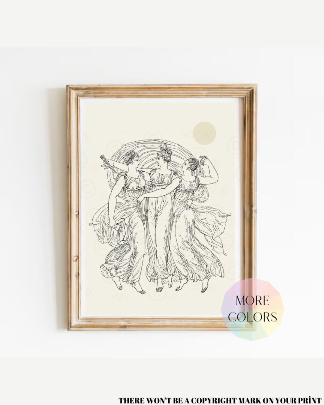 Three Graces Print, Greek Mythology Poster, Dancing Goddesses Wall Art ...