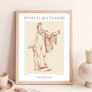 Apollo God Art Print, Sculpture Poster Wall Art, Greek Mythology Print ...