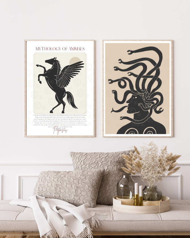 Pegasus Print, Greek Mythology Poster, Educational Posters, Horse Lover ...