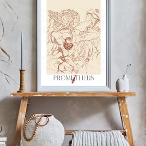 Prometheus Art, God of Fire, Greek Mythology Decor, Greek Gods Print ...