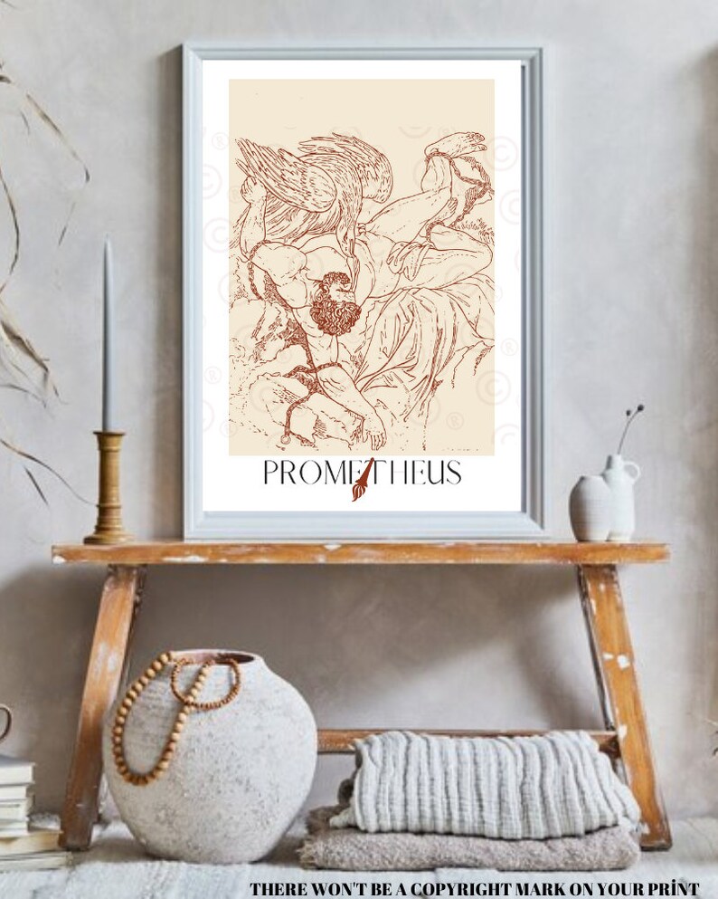 Prometheus Art God of Fire Greek Mythology Decor Greek Gods - Etsy
