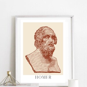 Homer Poster, the Odyssey Art, Classic Literature Wall Art, Iliad Print ...
