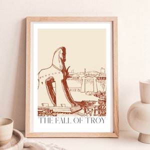 The Fall of Troy, Trojan Horse, İliad Art Print, Trojan War, Greek ...
