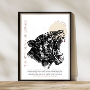 Panther Print, Big Cat Art, Wild Animal Drawing, Feline Poster, Animal ...