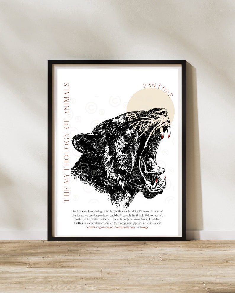 Panther Print, Big Cat Art, Wild Animal Drawing, Feline Poster, Animal ...