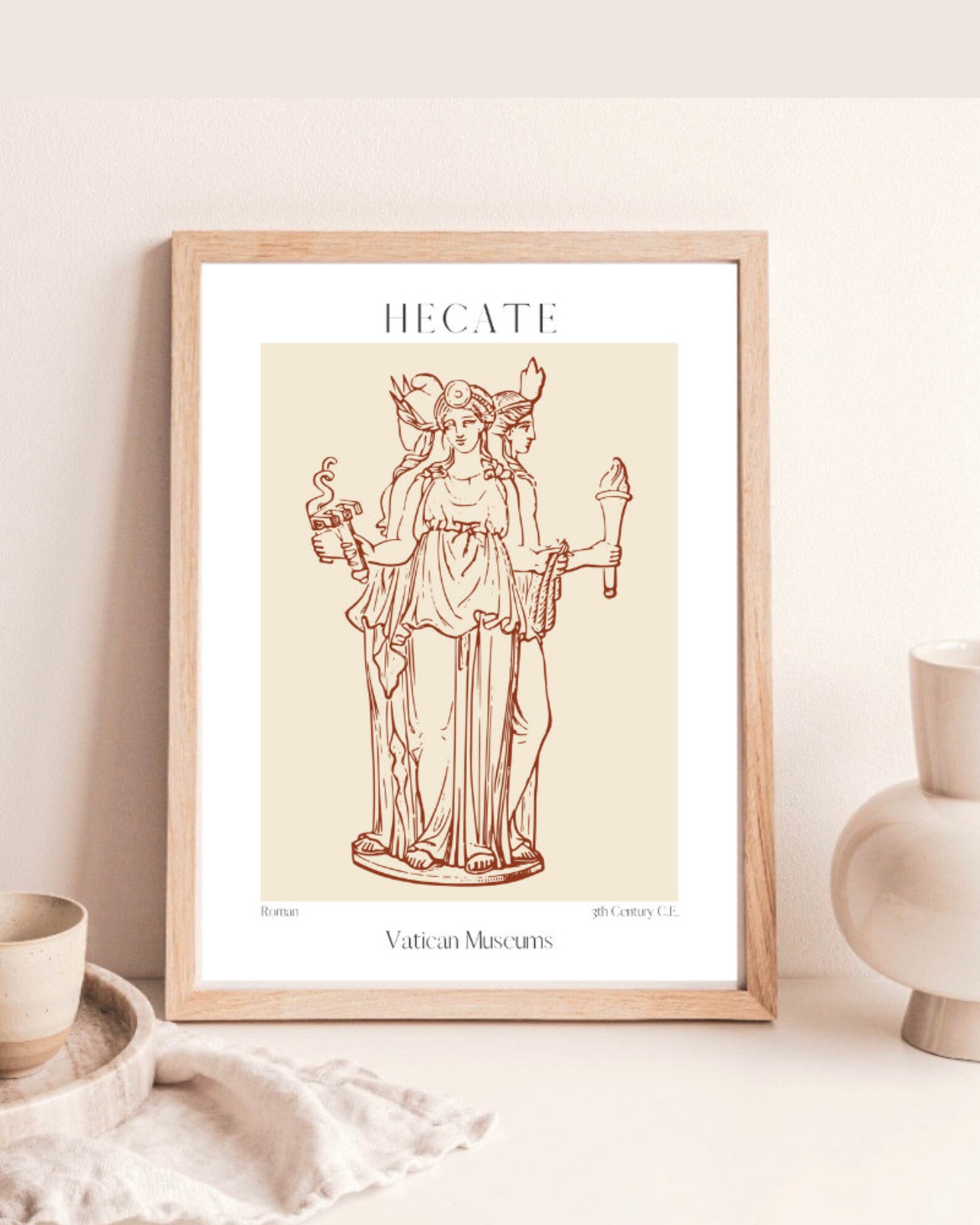 Hecate Art Print, Triple Goddess, Dark Academia Decor, Vatican Museum ...