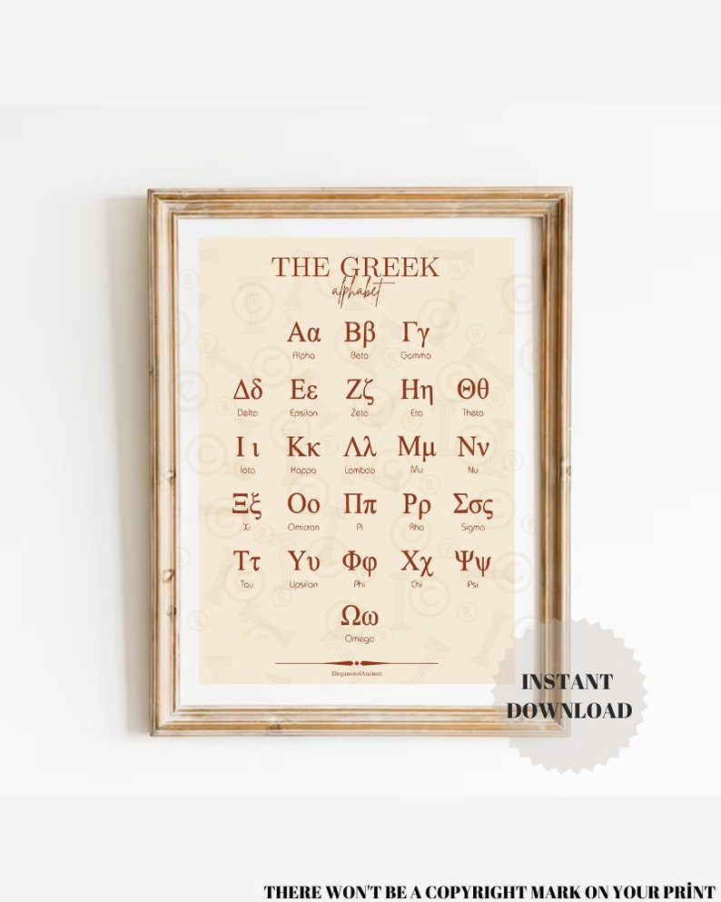 The Greek Alphabet Printable Greek Alphabet Poster - Etsy
