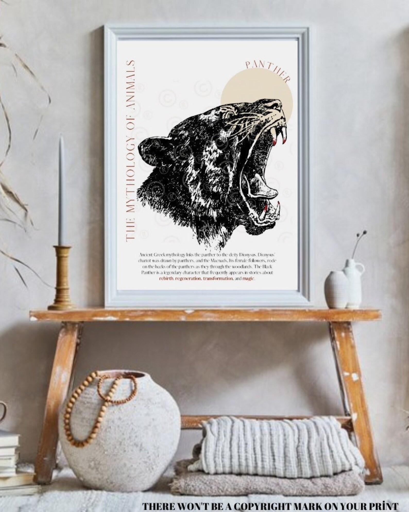 Panther Print, Big Cat Art, Wild Animal Drawing, Feline Poster, Animal ...