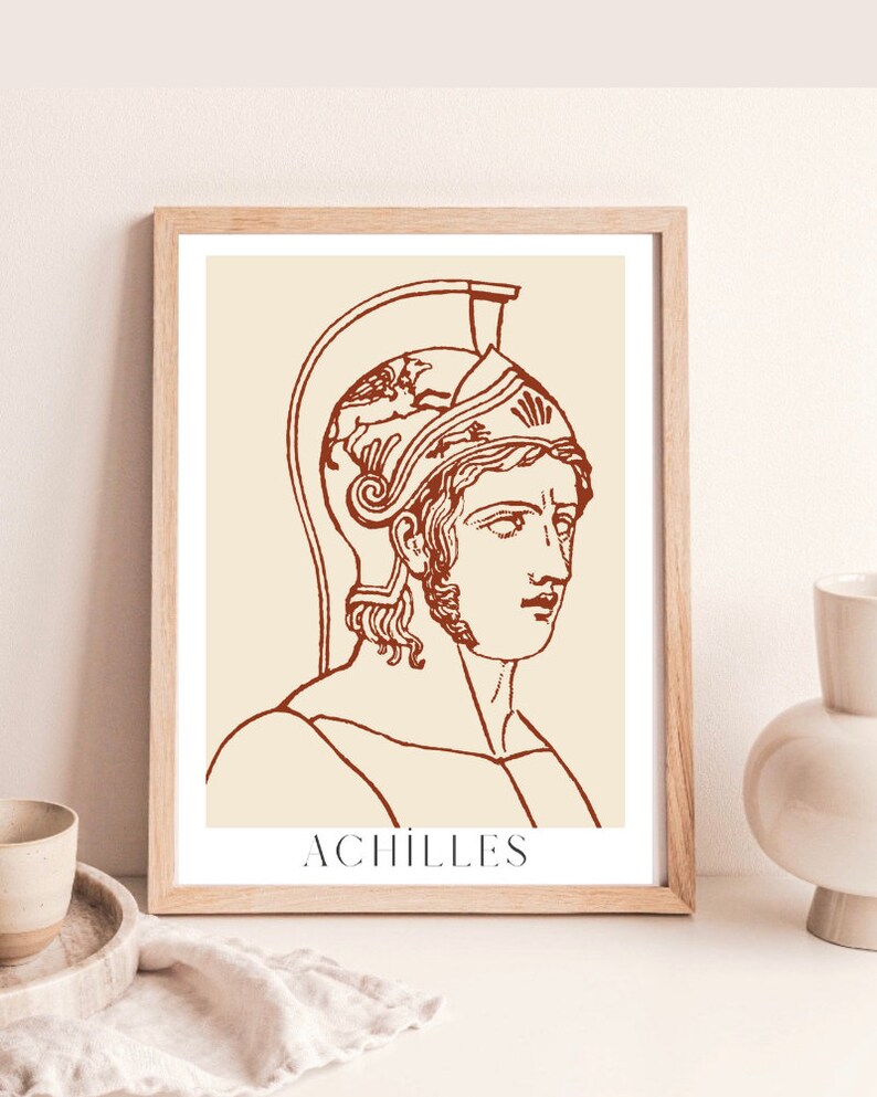 Achilles Art, Iliad Print, Epic Hero Poster, Greek Mythology Art, Greek ...