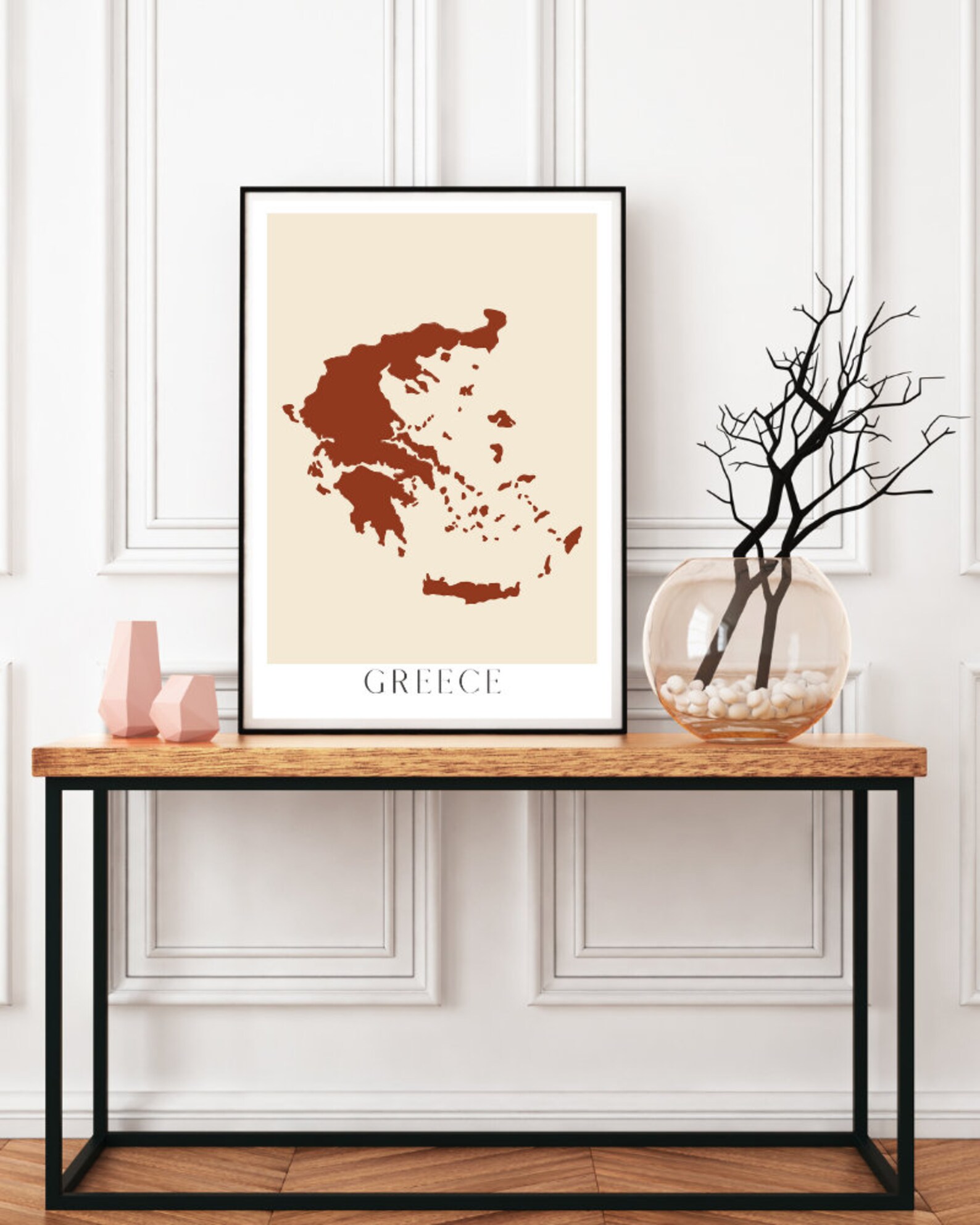 Abstract Greece Map Art Print, Natural Tones (digital Download) - Etsy