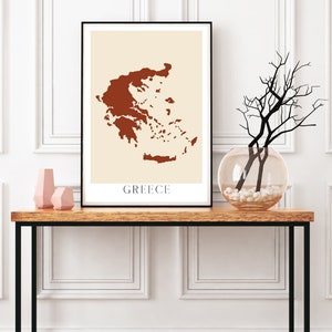 Abstract Greece Map Art Print, Natural Tones (digital Download) - Etsy