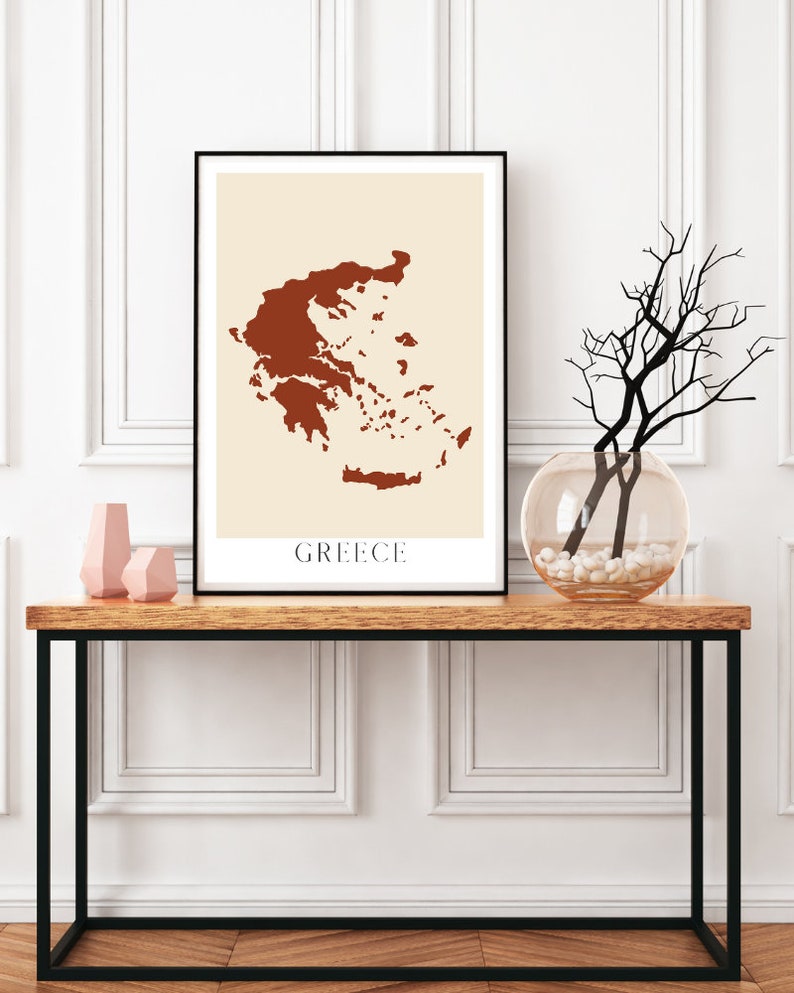 Abstract Greece Map Art Print, Natural Tones (digital Download) - Etsy