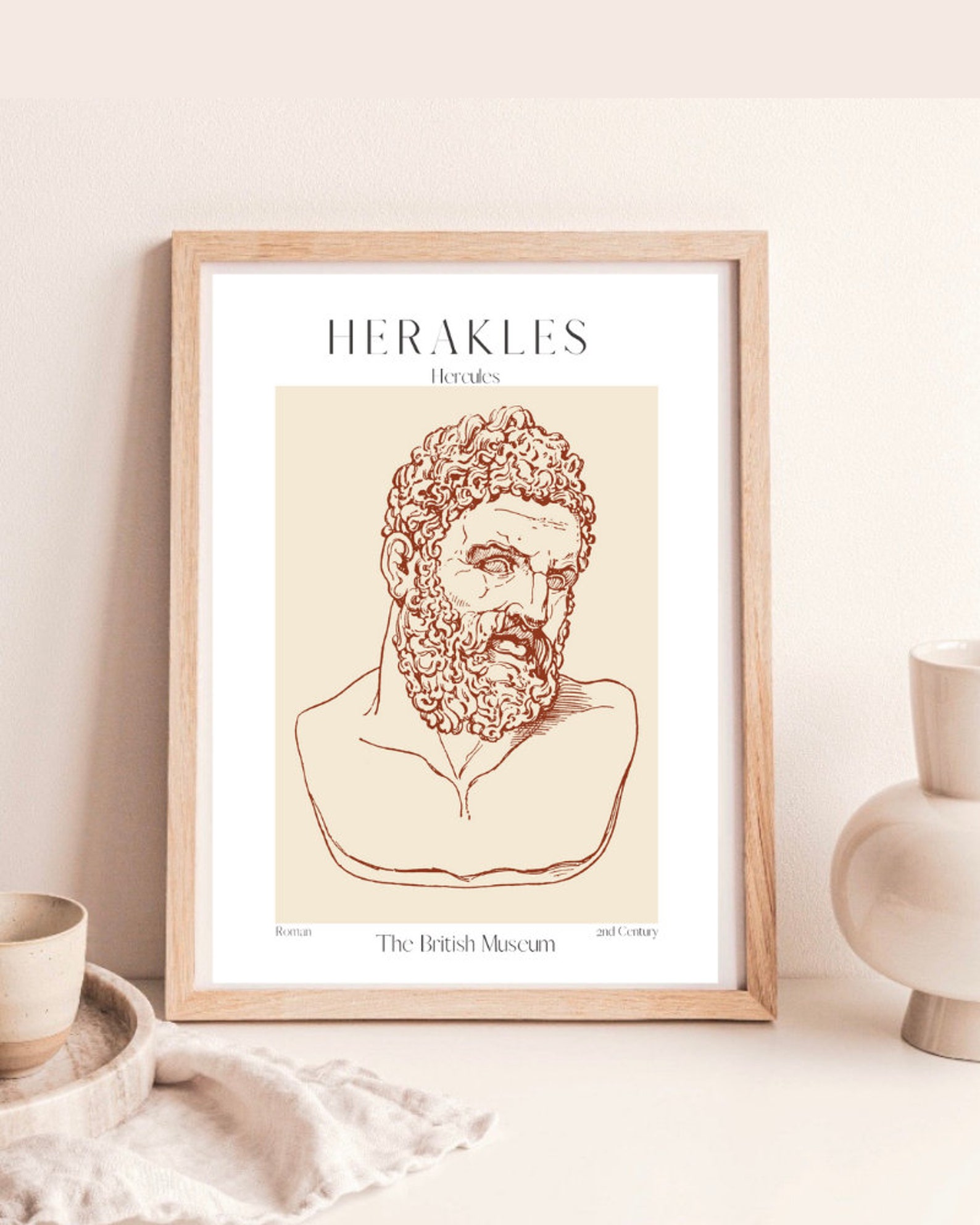 Herakles Bust Print Greek Gods Poster Roman Mythology | Etsy