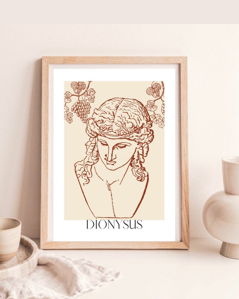Dionysus art Bacchus Print Greek god poster Greek mythology | Etsy