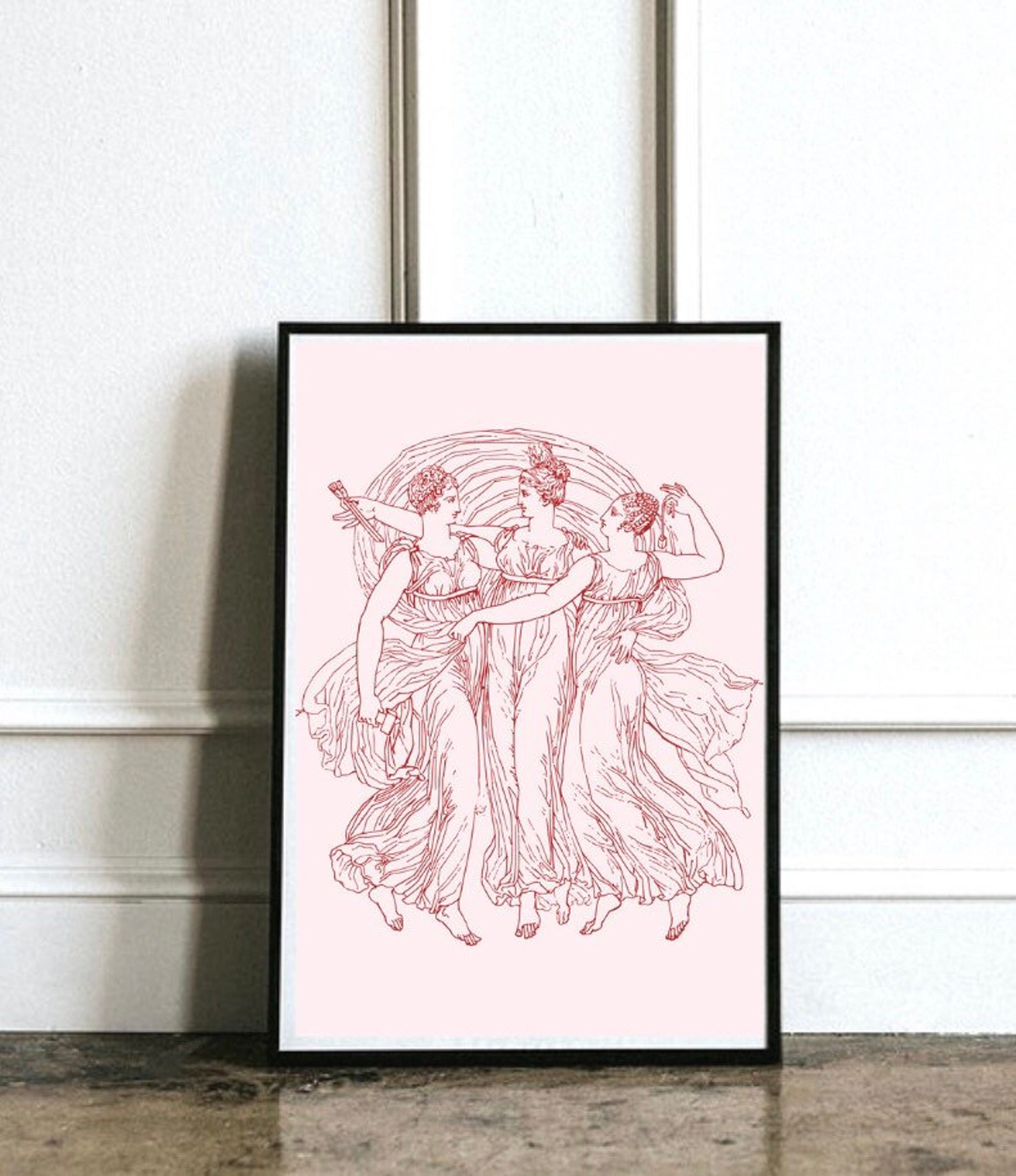 Three Graces Print, Greek Mythology Poster, Dancing Goddesses Wall Art ...
