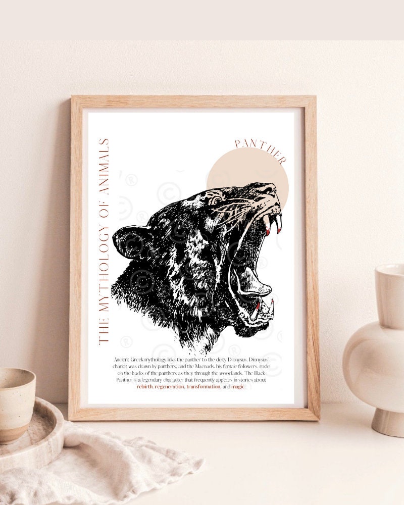 Panther Print, Big Cat Art, Wild Animal Drawing, Feline Poster, Animal ...