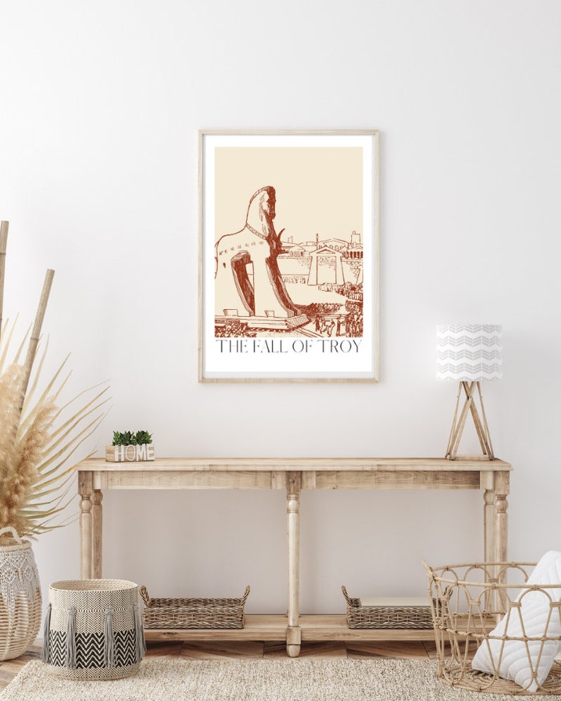 The Fall of Troy, Trojan Horse, İliad Art Print, Trojan War, Greek ...