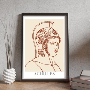 Achilles Art, Iliad Print, Epic Hero Poster, Greek Mythology Art, Greek ...