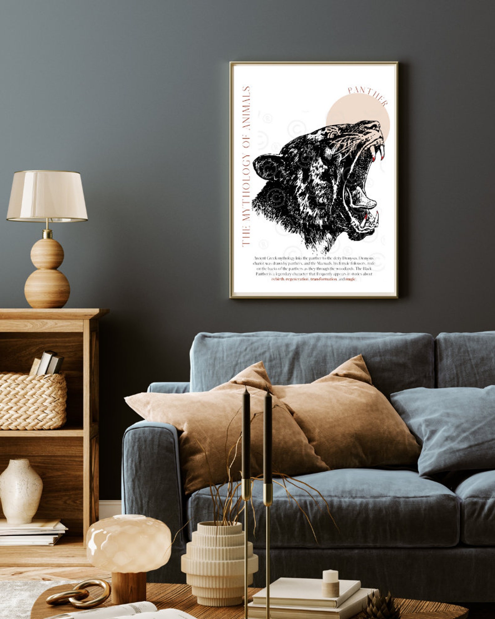 Panther Print, Big Cat Art, Wild Animal Drawing, Feline Poster, Animal ...