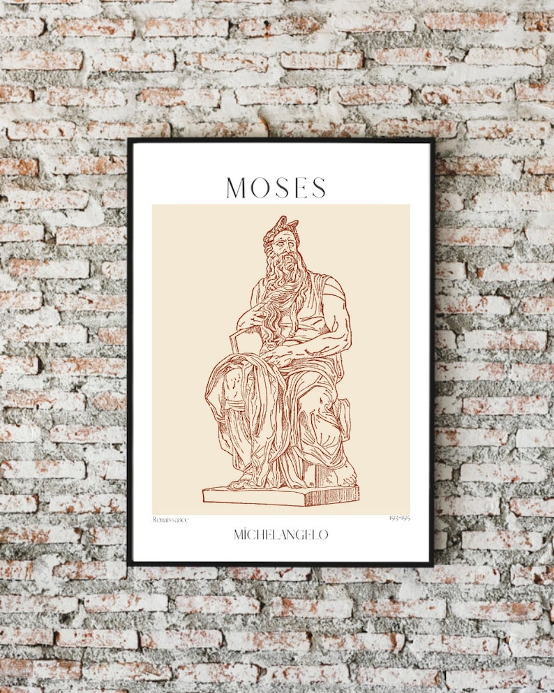Moses sculpture Michelangelo poster Renaissance art Art | Etsy