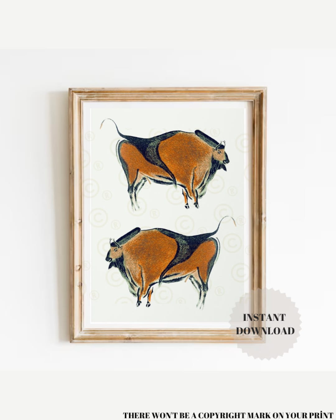 Altamira, Prehistoric Cave Painting, Primitive Bull Buffalo Bison Print ...