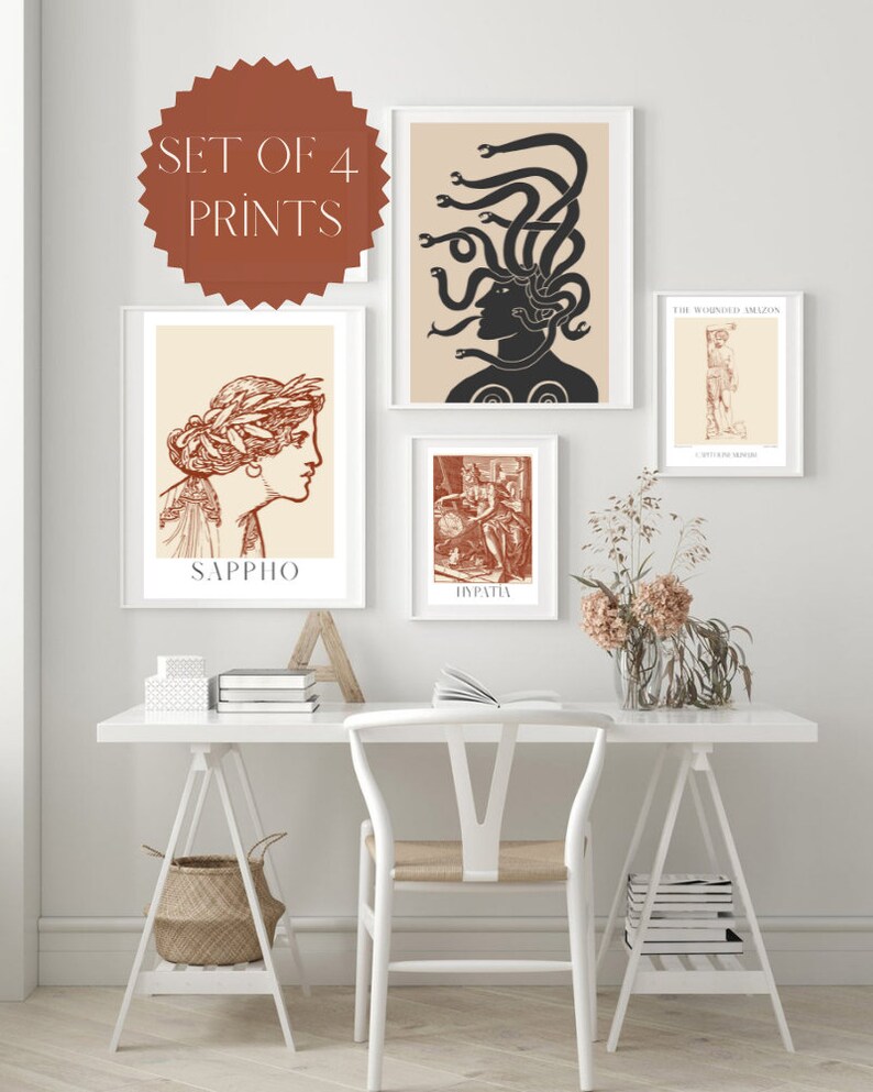 SET OF 4 PRINTS Ancient Greek Art, Museum Poster, Greek Mythology Art ...
