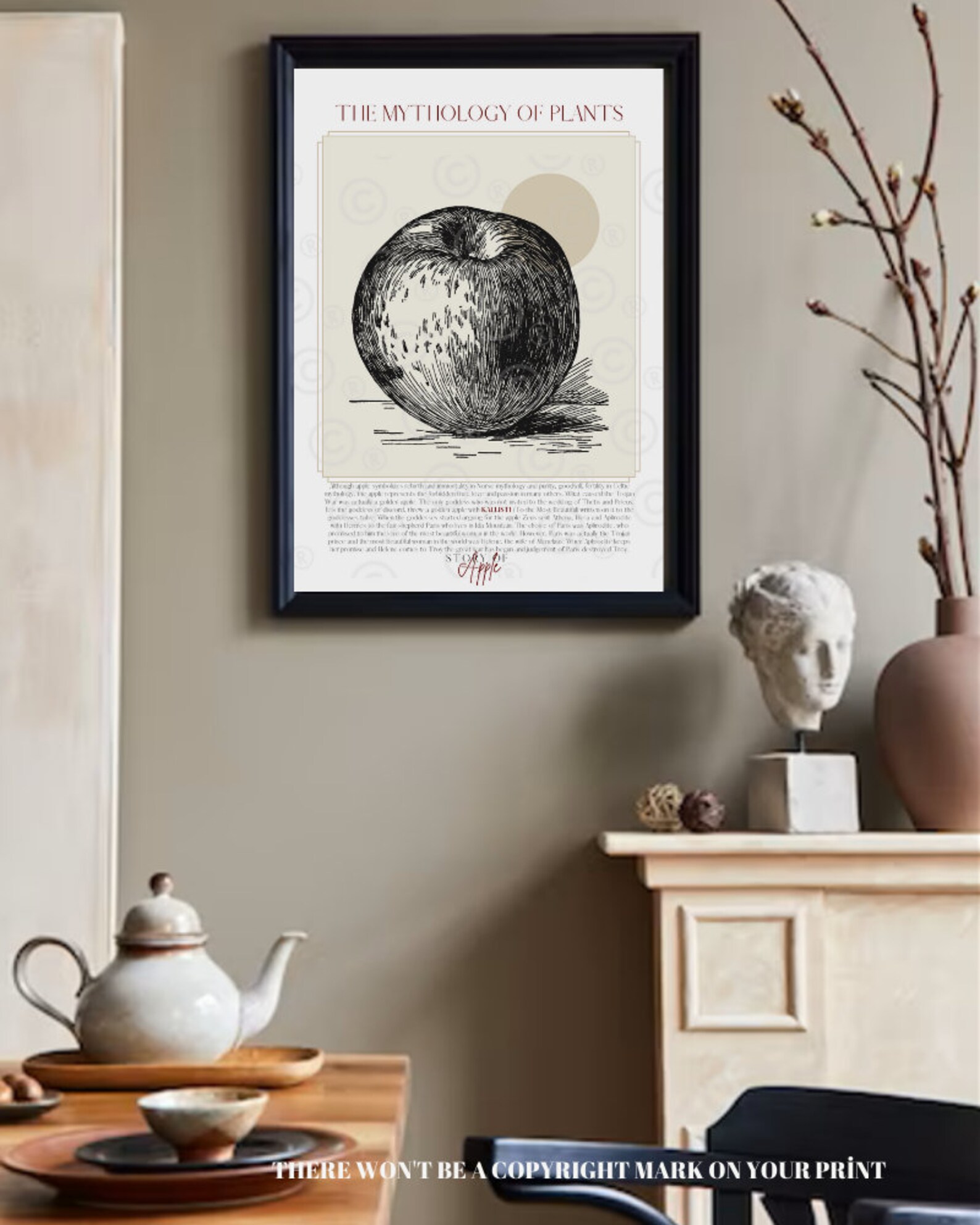Apple Mythology Art Print, Academia Kitchen Decor - Etsy