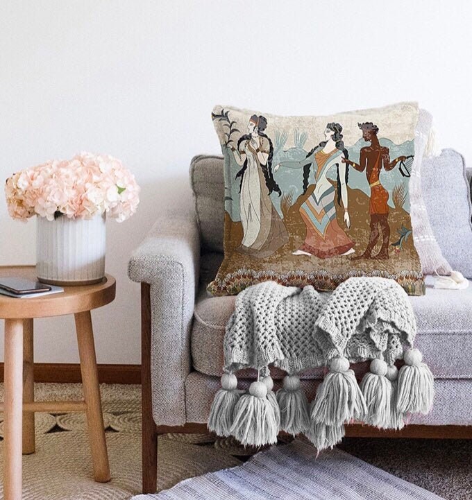 Minoan Art Greek Pillow Casearchaeology Gift Greek | Etsy