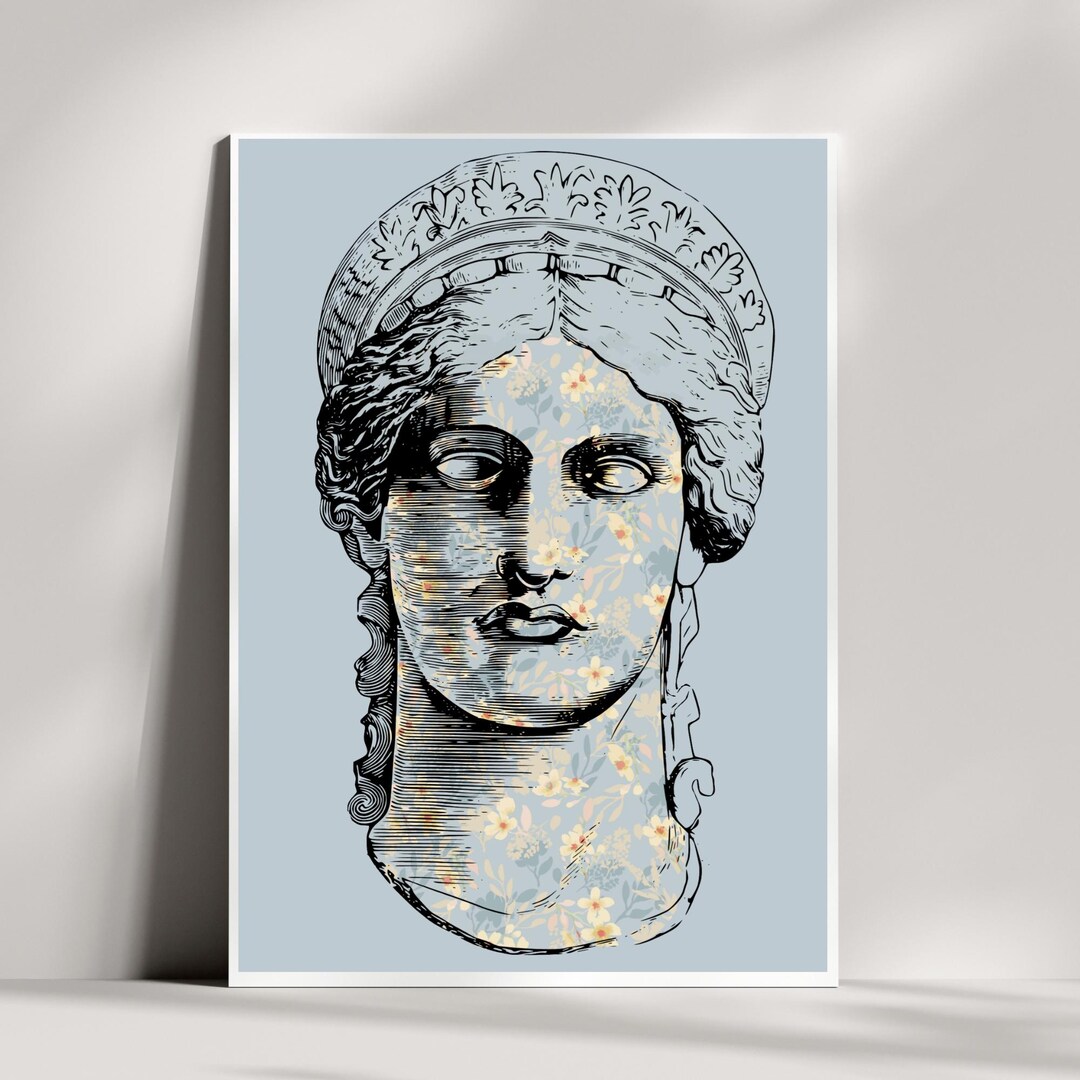 Floral Goddess Portrait, Greek Goddess Print, Greek Mythology Art, Art ...