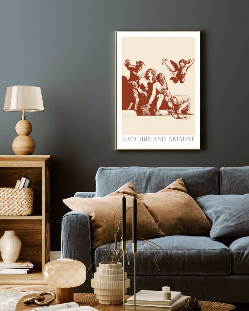 Bacchus and Ariadne Print, Greek Mythology Wall Art, Dark Academia ...