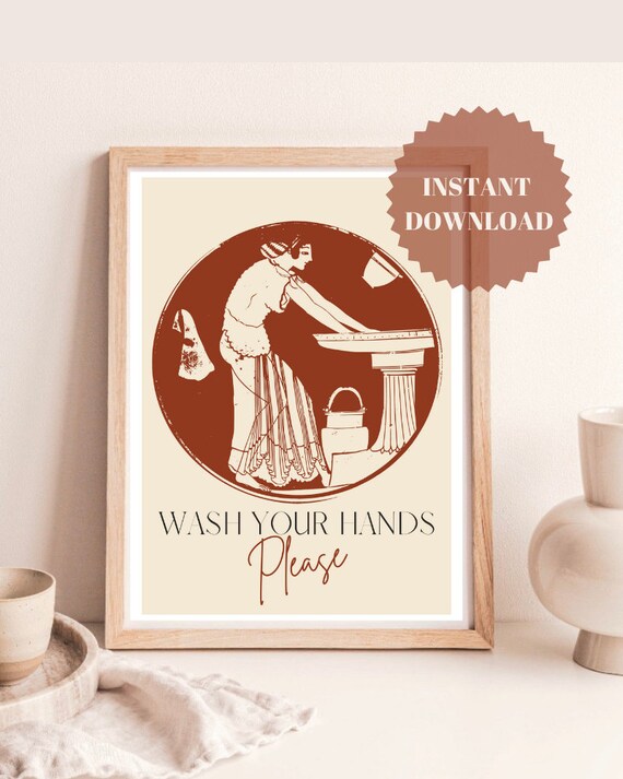 Wash Your Hands Wall Art Bathroom Printable Vintage Bathroom - Etsy