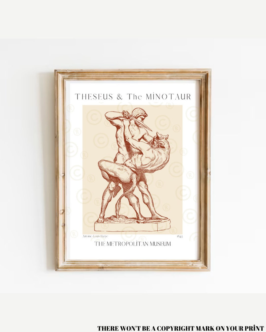 Theseus and Minotaur, Greek Myth Poster, Minotaur Art, Mythical ...