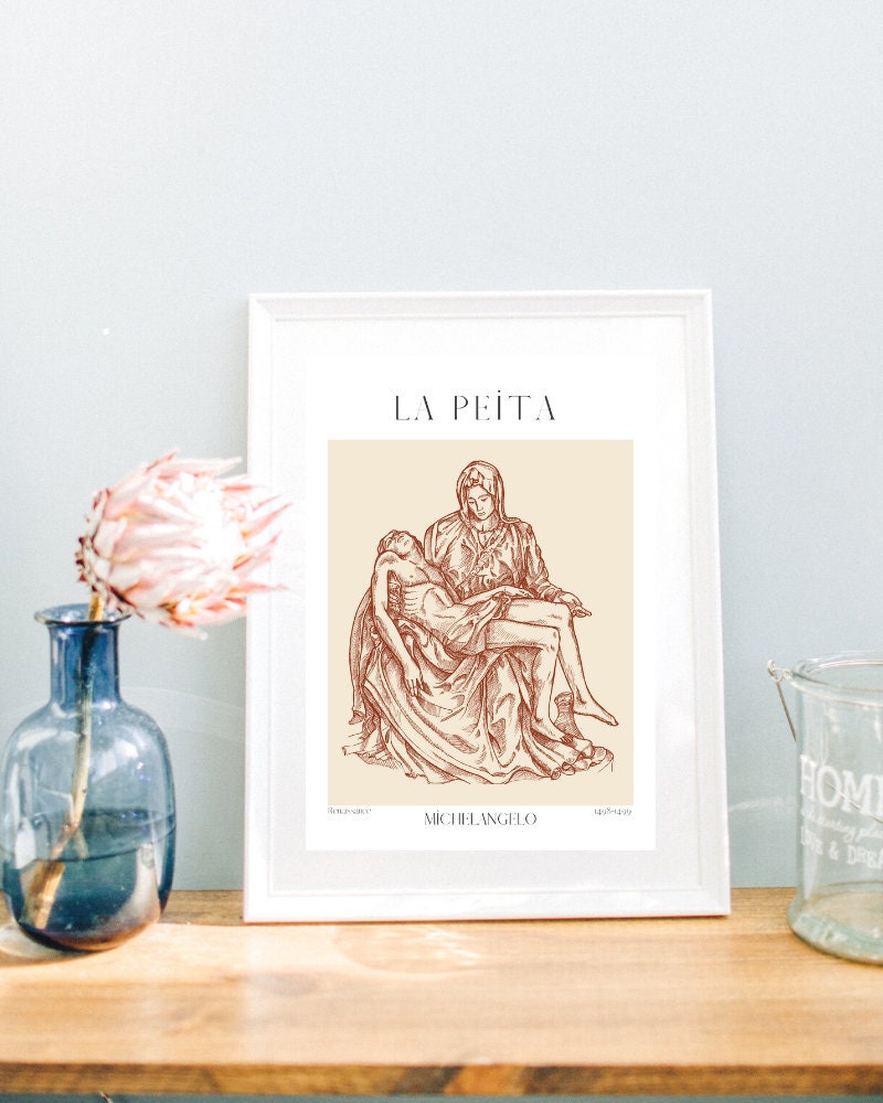 Pieta Art Print Michelangelo Statue Renaissance Art Print | Etsy
