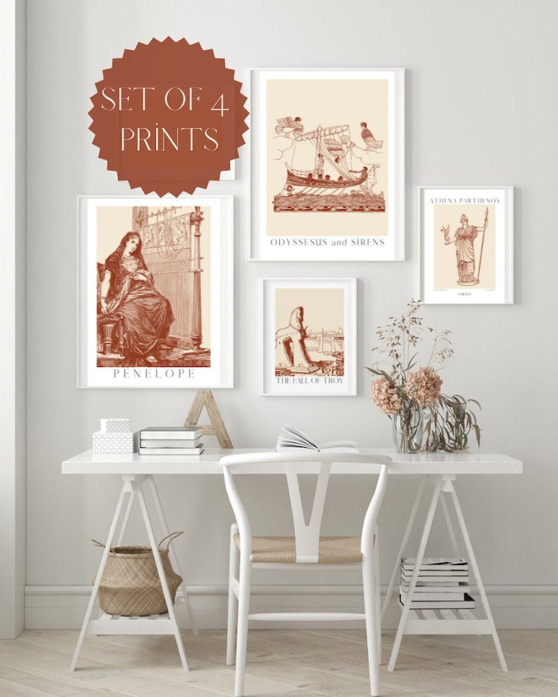 SET OF 4 PRINTS Ancient Greek Art, Museum Poster, Greek Mythology Art ...